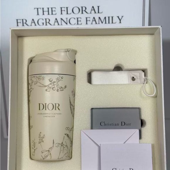 Dior | Dining | Dior Cream Floral Travel Mug Set | Poshmark